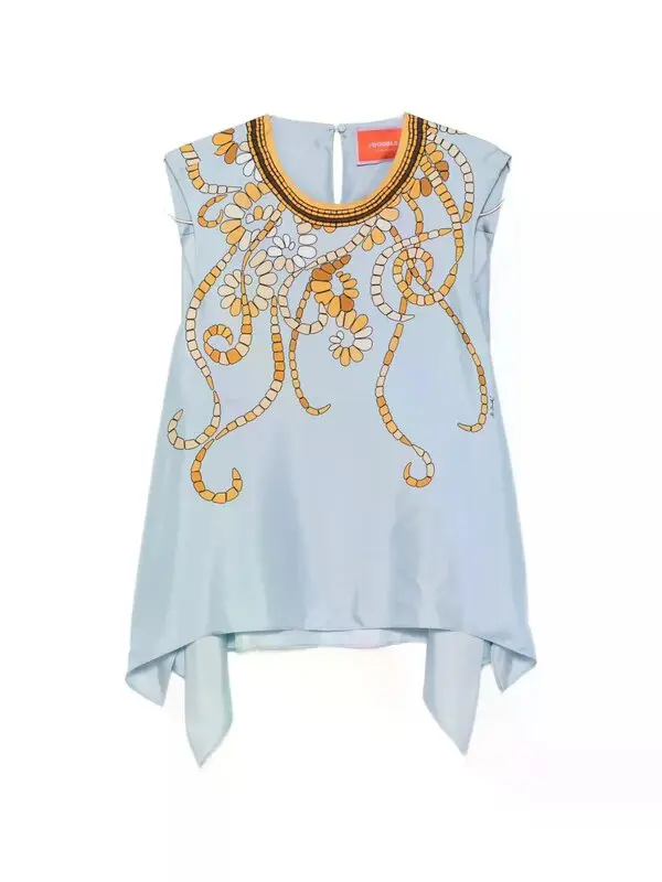 La DoubleJ Graphic-print Sleeveless Blouse