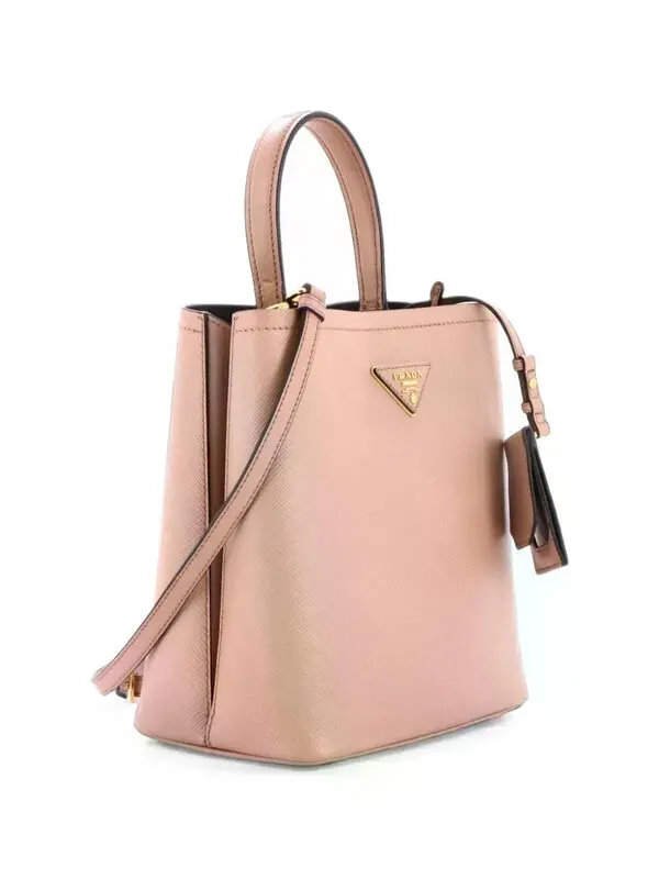 Prada Panier Saffiano Leather Medium Bucket Bag - Neutrals