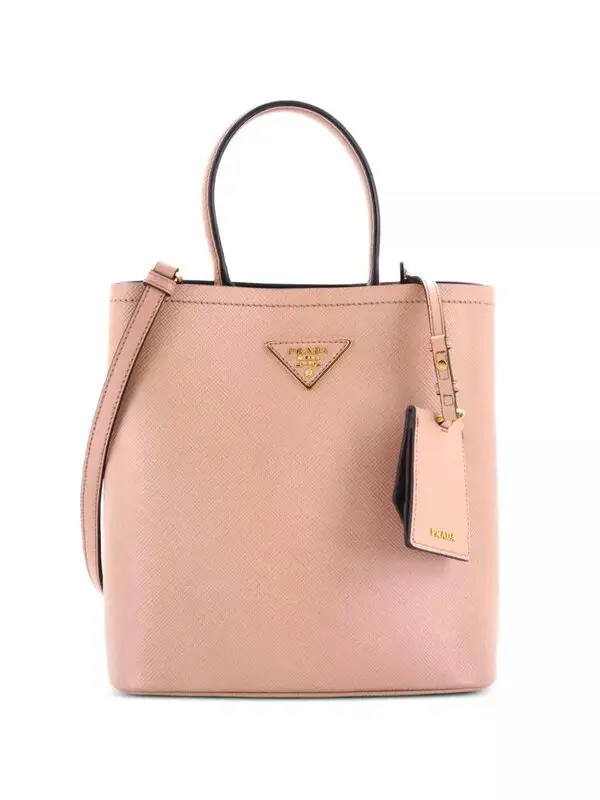 Prada Saffiano Leather Medium Bucket Bag - Neutrals