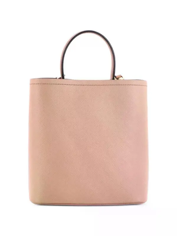 Prada Saffiano Leather Medium Bucket Bag - Neutrals