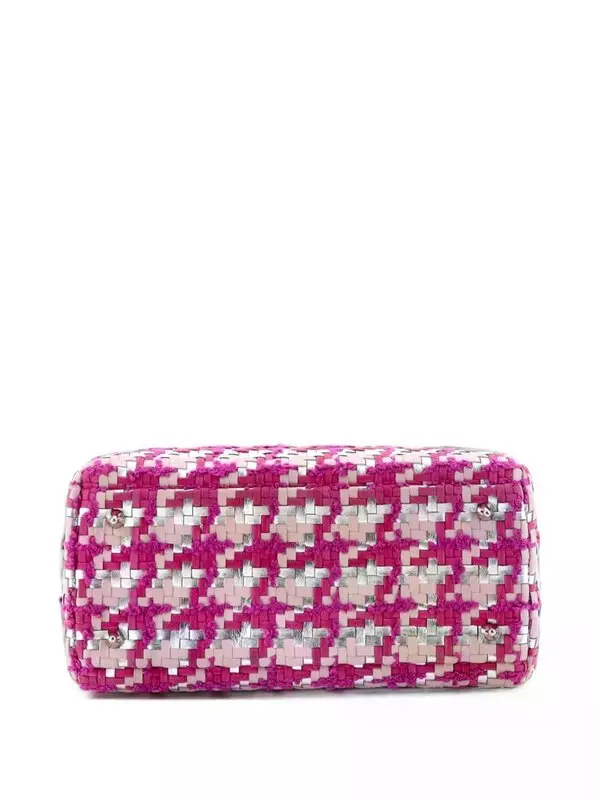 Dior Lady Bag Woven Leather With Tweed Medium Tote Bag