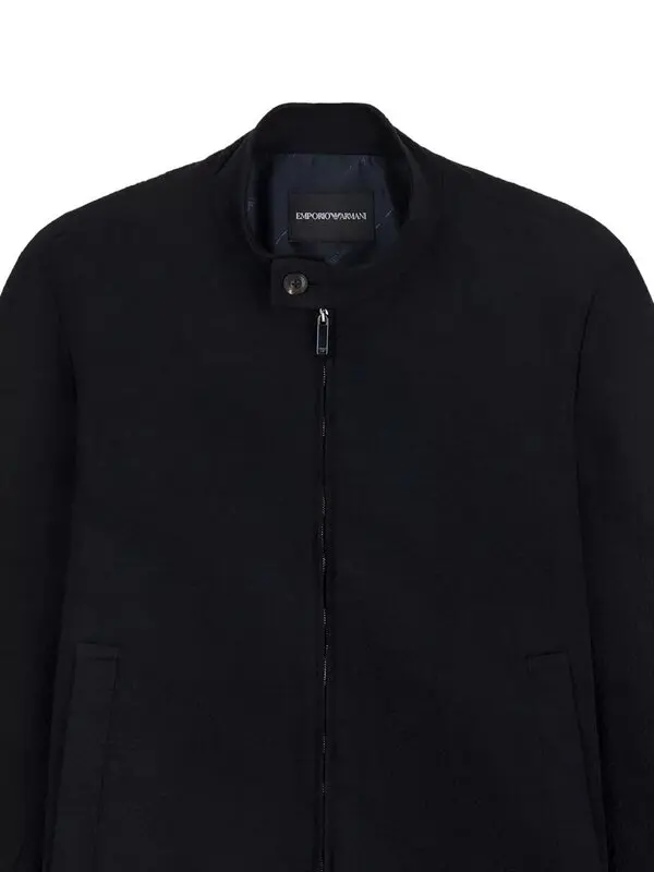 Emporio Armani Textured Band Collar Zip-up Blouson Jacket