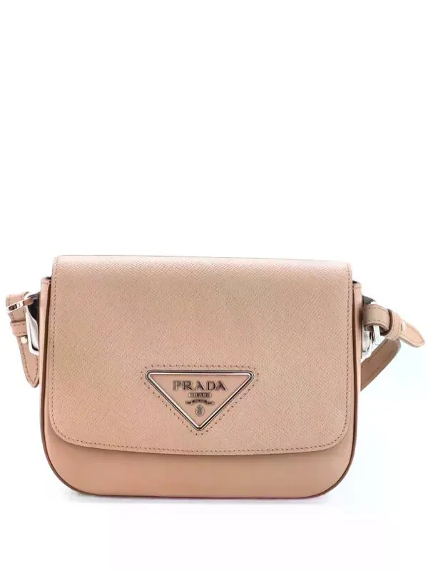 Prada Identity Flap Shoulder Bag Saffiano With City Calf Small Crossbody Bag - Neutrals