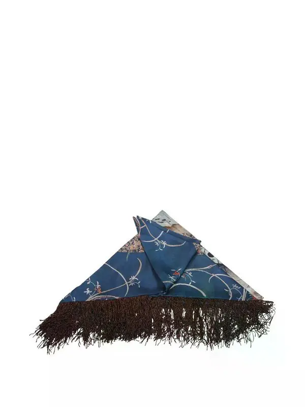 PIERRE-LOUIS MASCIA Fringe-trim Floral-print Scarf - Blue