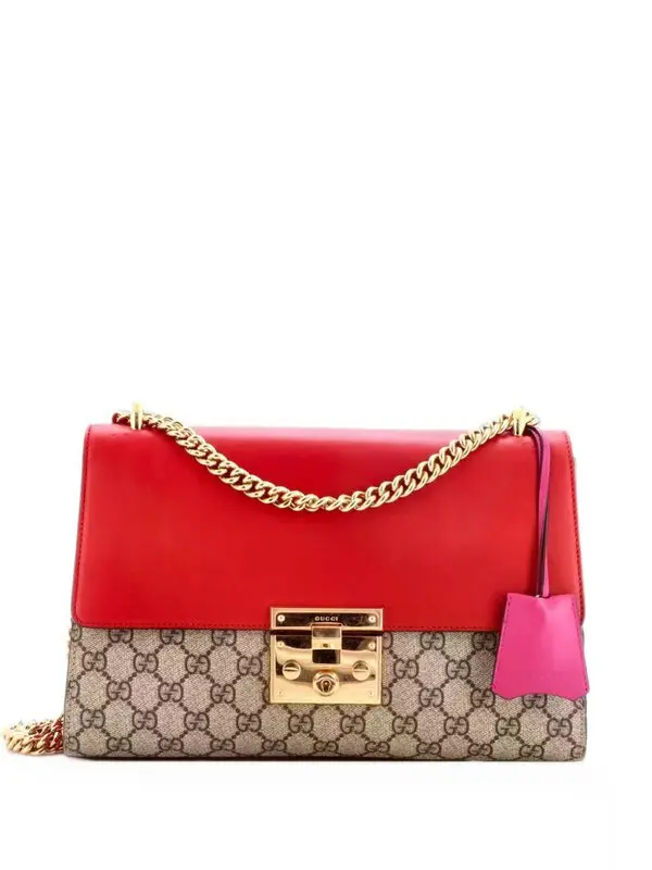Gucci Padlock Gg Coated Canvas And Leather Medium Shoulder Bag - Red
