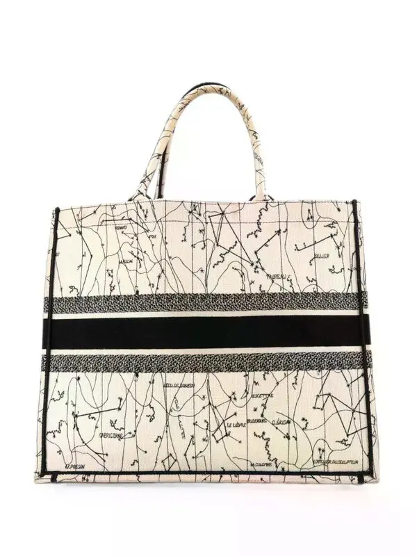 Dior Book Embroidered Canvas Large Tote Bag - Black