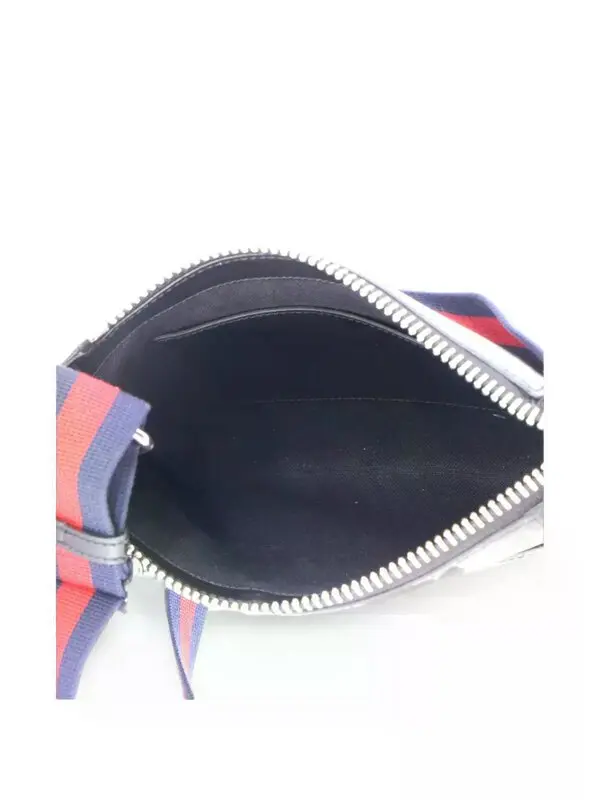 Gucci Web Strap Front Zip Messenger Bag Gg Coated Canvas Small Crossbody Bag