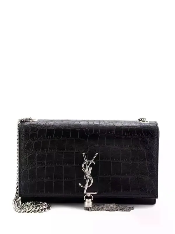 Saint Laurent Monogram Leather Crossbody Bag - Black