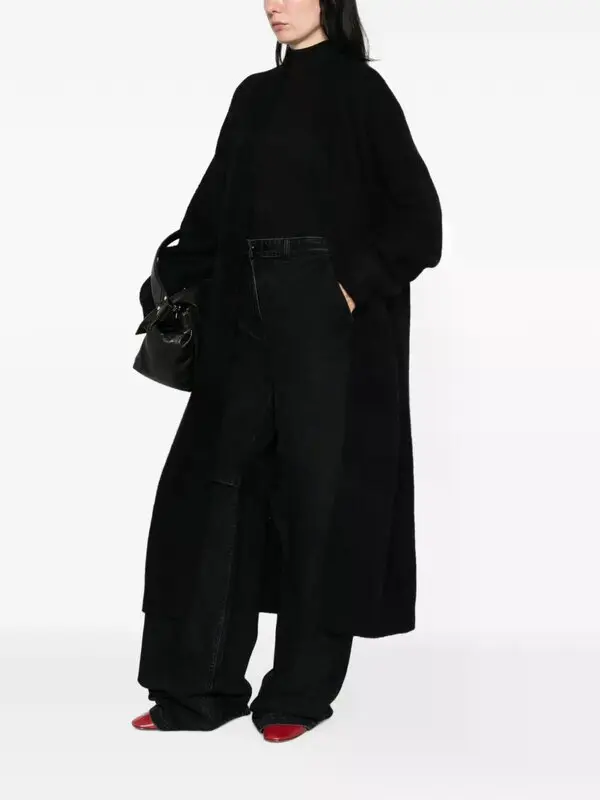 Frenckenberger Ribbed-knit Long-line Cardigan