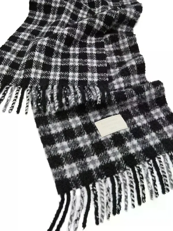 Acne Studios Checked Logo Scarf - White