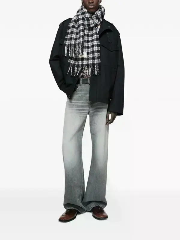 Acne Studios Checked Logo Scarf - White