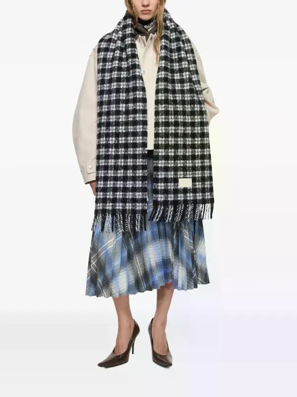 Acne Studios Checked Logo Scarf - White