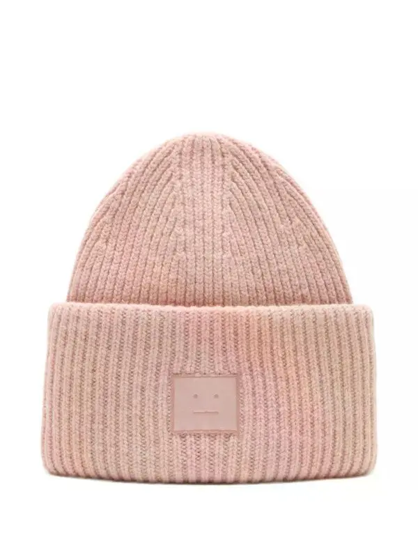 Acne Studios Face Logo Yak Beanie - Pink