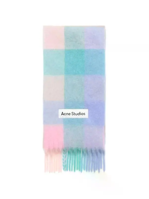 Acne Studios Mohair Check Scarf - Blue