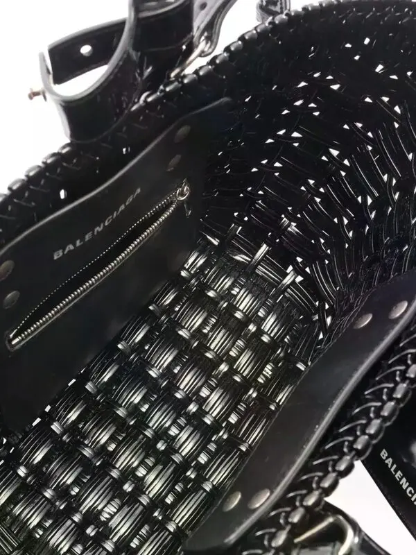 Balenciaga Woven Bistro Basket Tote Bag - Black