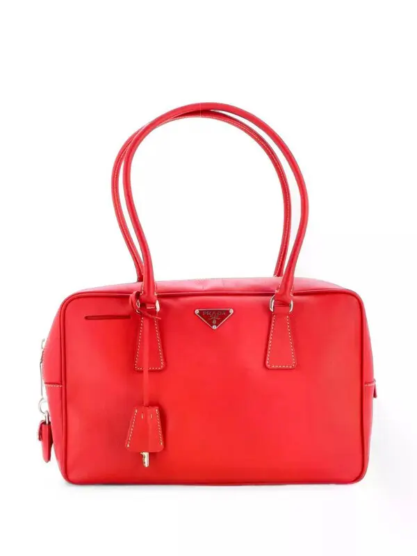Prada Bauletto Bag Saffiano Leather Medium Handbag - Red
