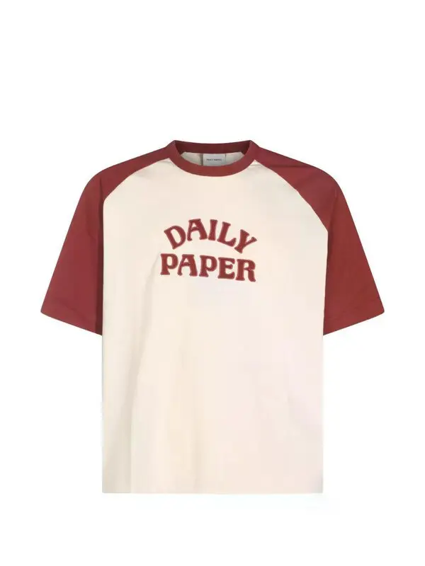 DAILY PAPER Raglan-sleeve Logo-print T-shirt - Neutrals