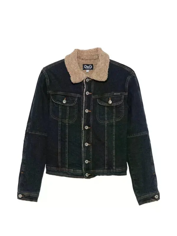 Dolce & Gabbana 2000s Faux-shearling Collar Denim Jacket - Blue