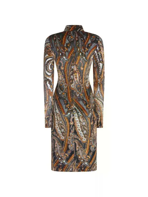 Etro Paisley-print High-neck Midi Dress - Black
