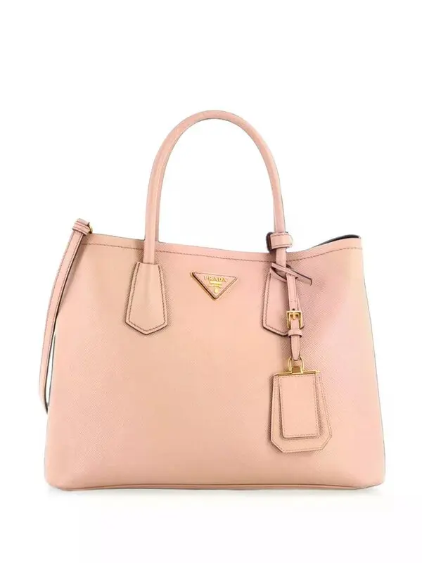 Prada Cuir Double Saffiano Leather Medium Tote Bag - Neutrals