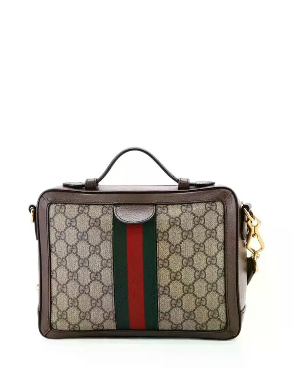Gucci Ophidia Zip Around Camera Bag Gg Coated Canvas Small Shoulder Bag - Brown