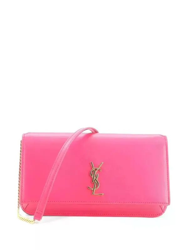 Saint Laurent Classic Monogram Phone Holder Shoulder Bag Leather Crossbody Bag - Pink