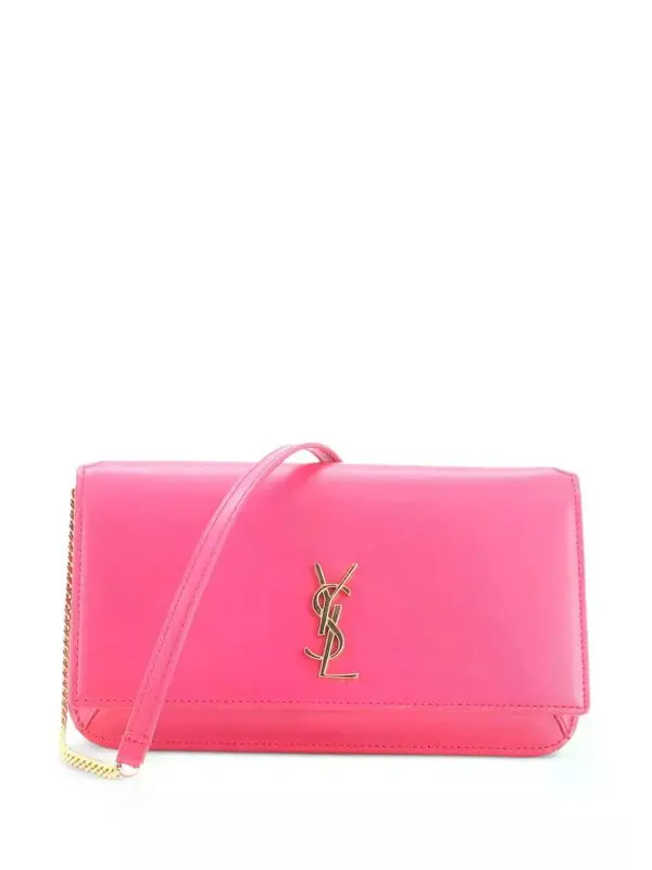 Saint Laurent Classic Monogram Phone Holder Shoulder Bag Leather Crossbody Bag - Pink
