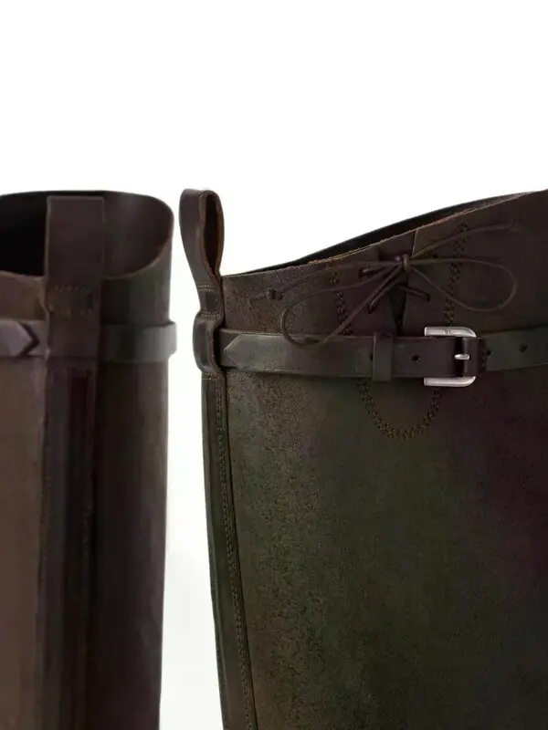 Ralph Lauren Ward Buckle-strap Leather Knee-high Boots