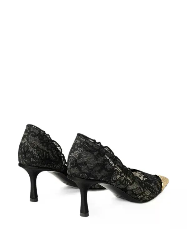 JIMMY CHOO Lace Pumps With Gold Metal Detail - Black
