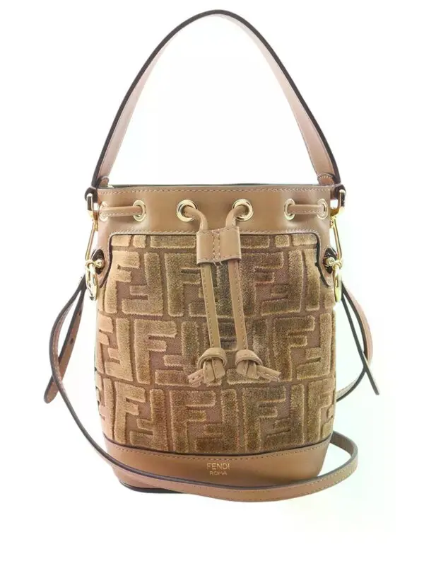 Fendi 2010-2026 Mini Zucca Velvet Mon Tresor Bucket Bag Satchel - Grey