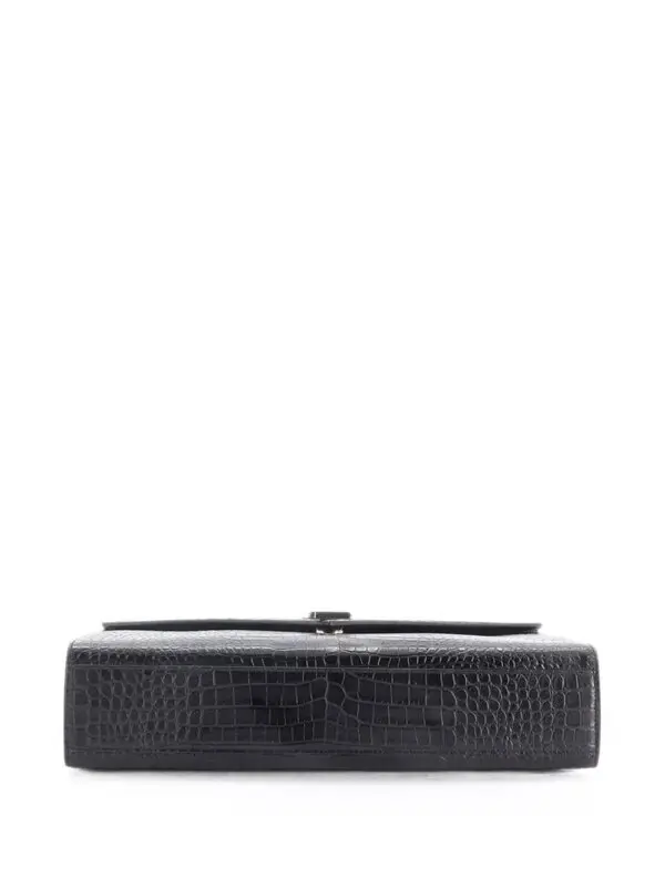 Saint Laurent Classic Monogram Envelope Satchel Crocodile Embossed Leather Large Crossbody Bag