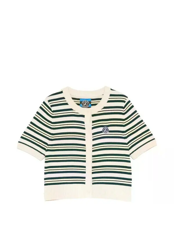 AGNES B. Striped Knit Top - Neutrals