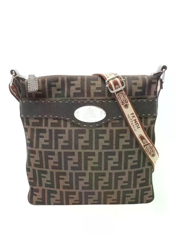 Fendi 2000-2010 Zucca Canvas Selleria Crossbody Bag - Brown
