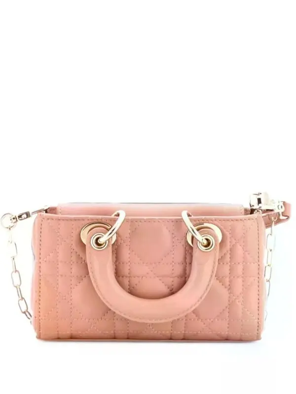 Dior Lady D-joy Bag Cannage Quilt Lambskin Micro Satchel - Neutrals