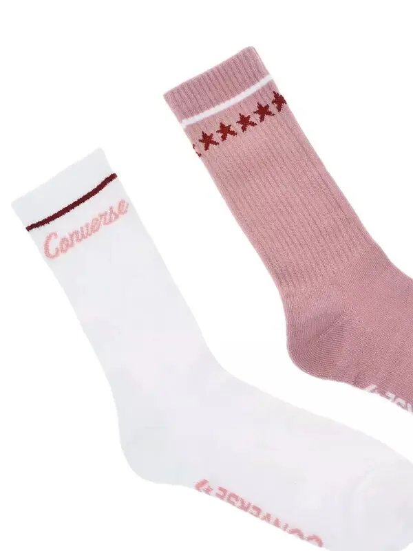 CONVERSE Embroidered Star Print Crew Socks - White