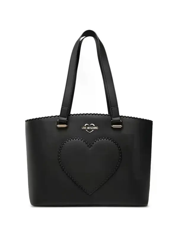 Moschino Heart-motif Whipstitch-trim Tote Bag - Black