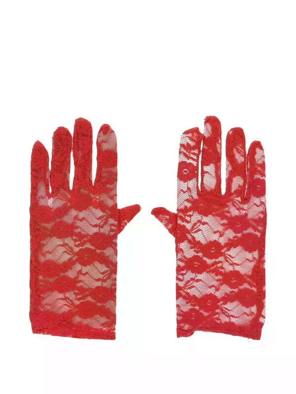 SUPER BLOND Floral-lace Gloves - Red