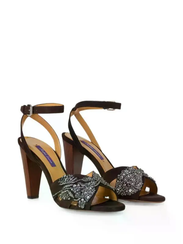 Ralph Lauren Ryne Bead-embroidered Heeled Sandals - Brown