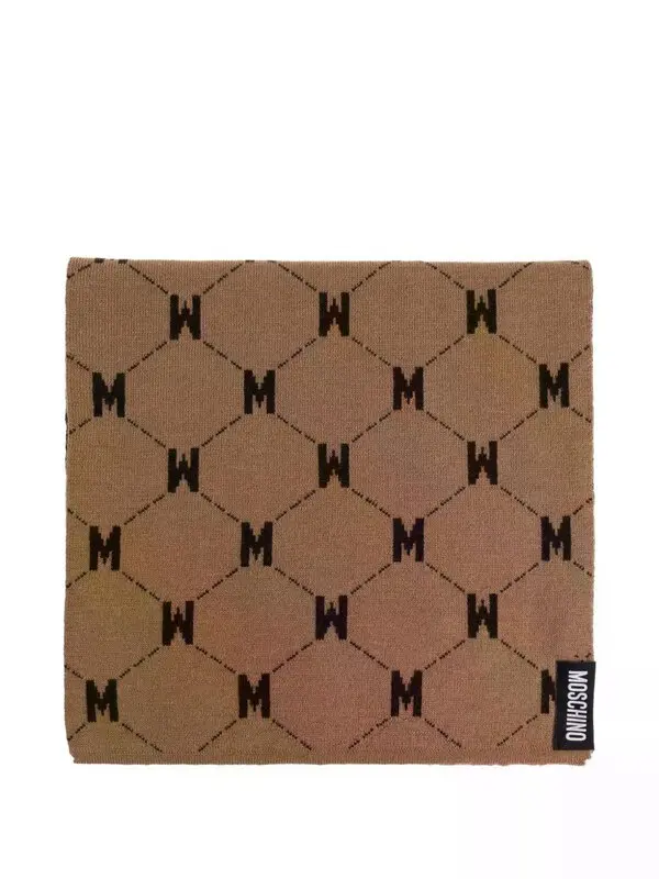 Moschino Monogram-print Scarf - Brown