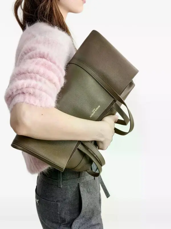 Maison Kitsuné Logo-print Leather Tote Bag