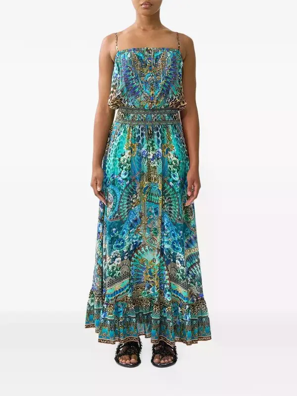 Camilla Shirred-waist Long Dress