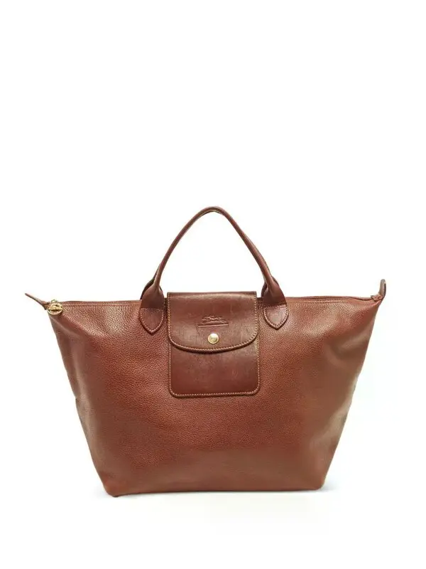 Longchamp Le Pliage Leather Tote Bag - Brown