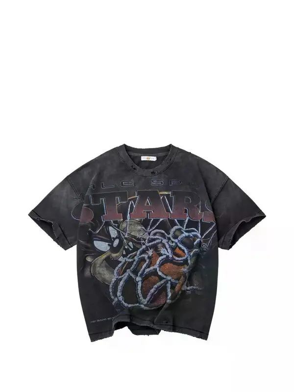 VALE FOREVER Graphic-print Distressed T-shirt - Black