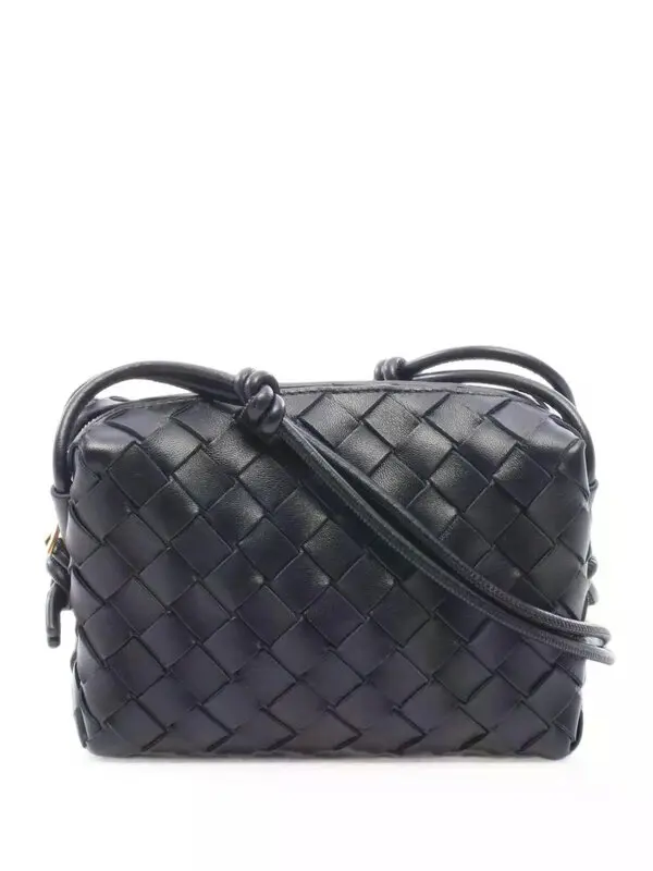 Bottega Veneta 2010s Mini Intrecciato Loop Cross Body Bag - Black