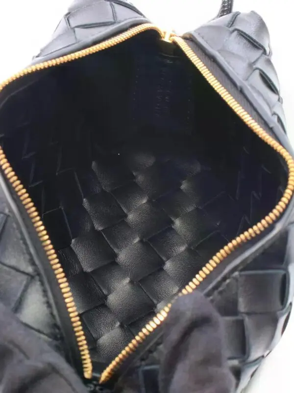 Bottega Veneta 2010s Mini Intrecciato Loop Cross Body Bag - Black