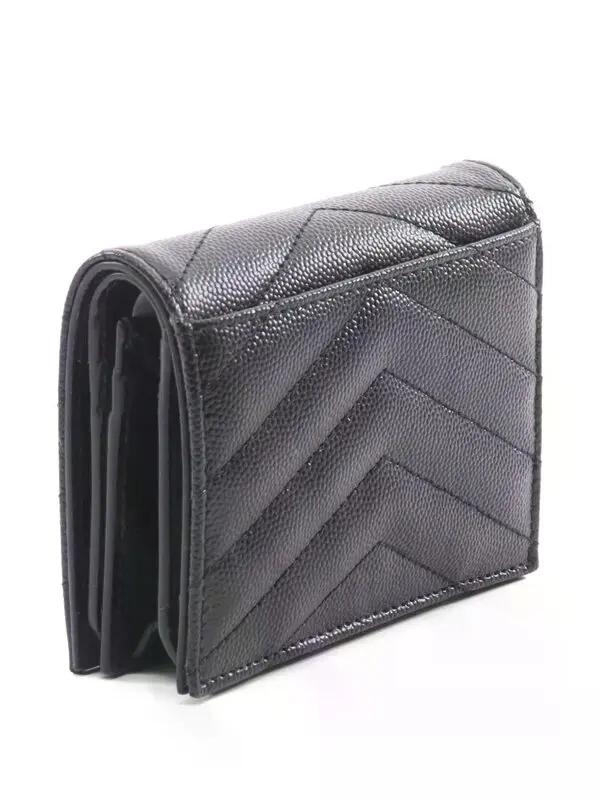 Saint Laurent 2020s Cassandre Leather Wallet - Black