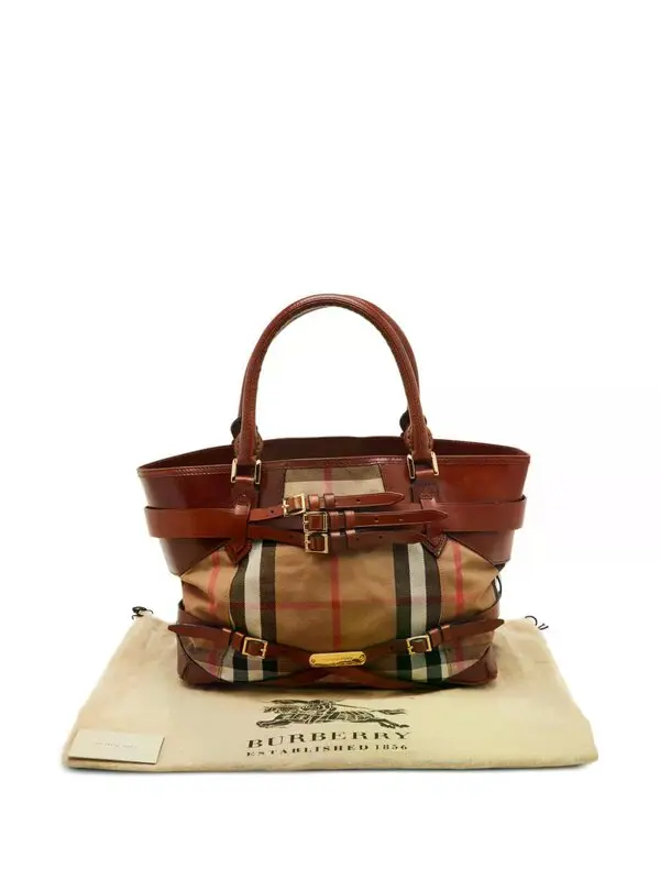 Burberry House Check Leather-trim Tote Bag - Brown