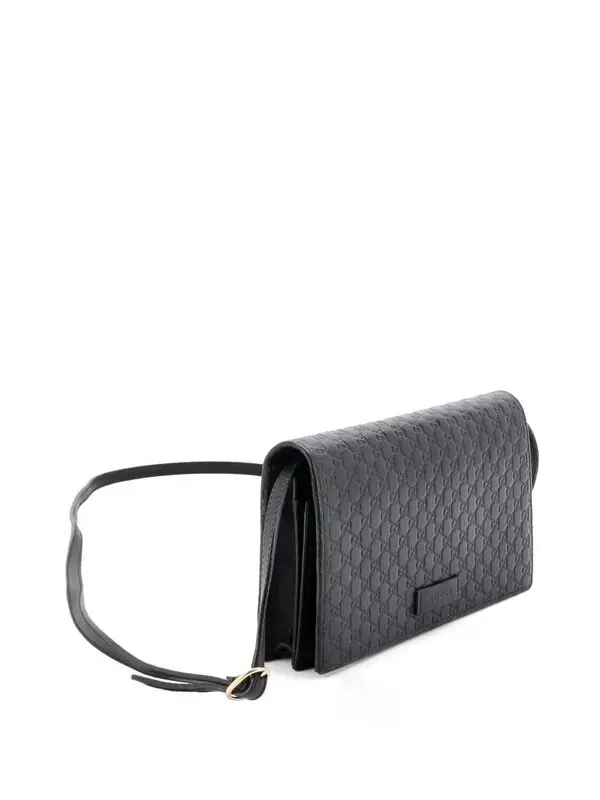 Gucci Leather Wallet On Strap Crossbody Bag - Black
