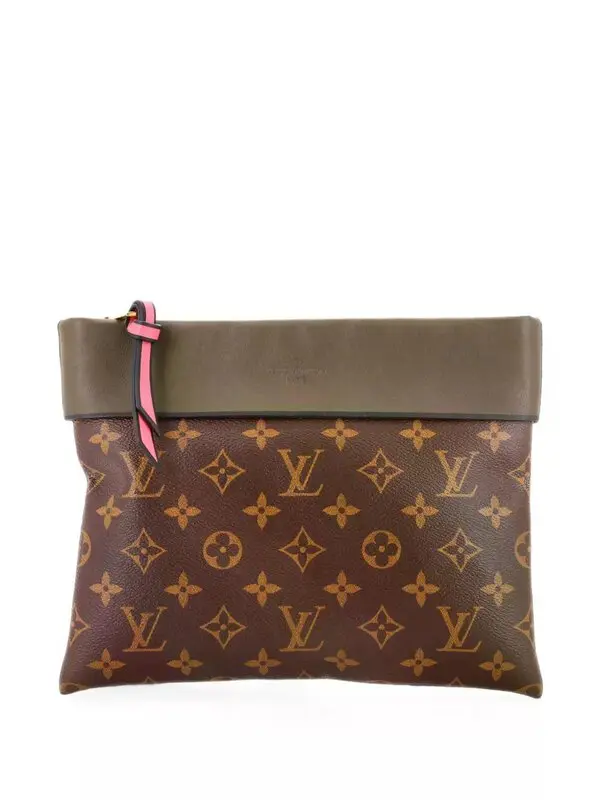 LOUIS VUITTON Tuileries Pochette Monogram Canvas With Leather Clutch Bag - Green