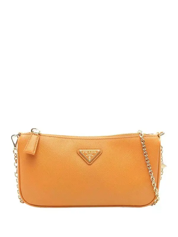 Prada 2013-2026 Saffiano Chain Shoulder Bag - Orange